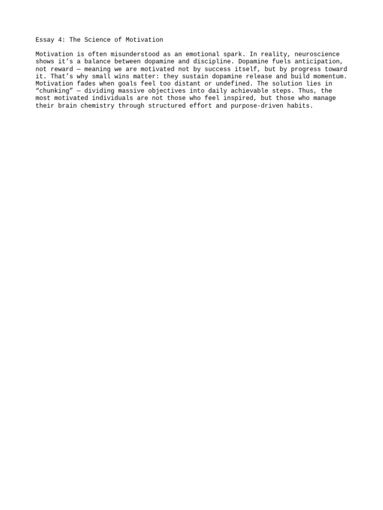 Essay 4 The Science of Motivation | PDF