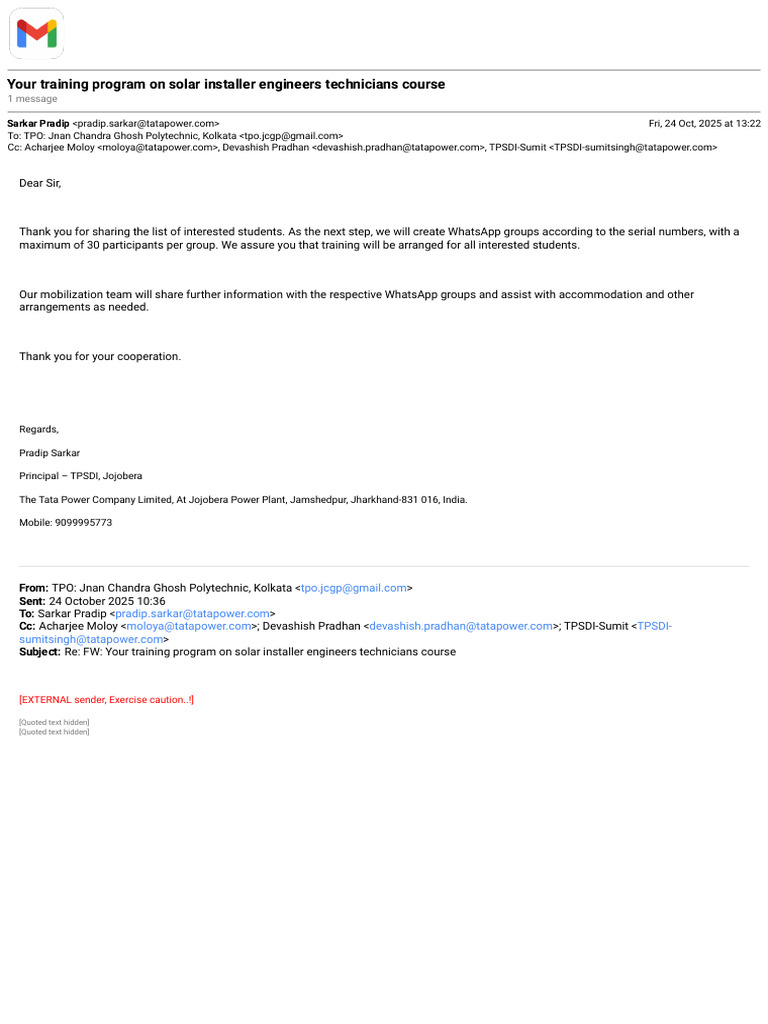 Gmail - Your Training Program On Solar Installer Engineers Technicians ...