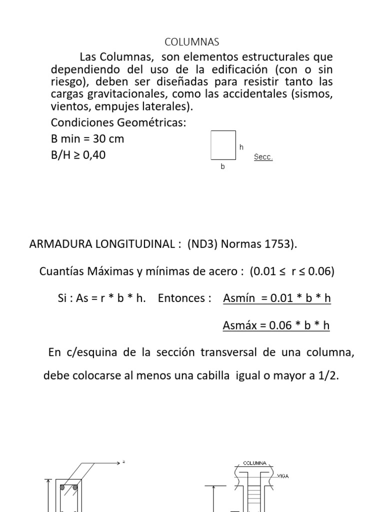 Diseño y Capacidades de Columnas Estructurales | PDF | Hormigón | Braguero