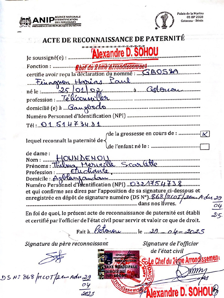 Acte Reconnaissance P | PDF