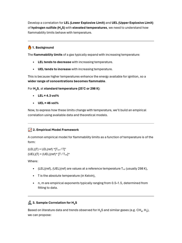 H₂S Flammability Limits Correlation | PDF