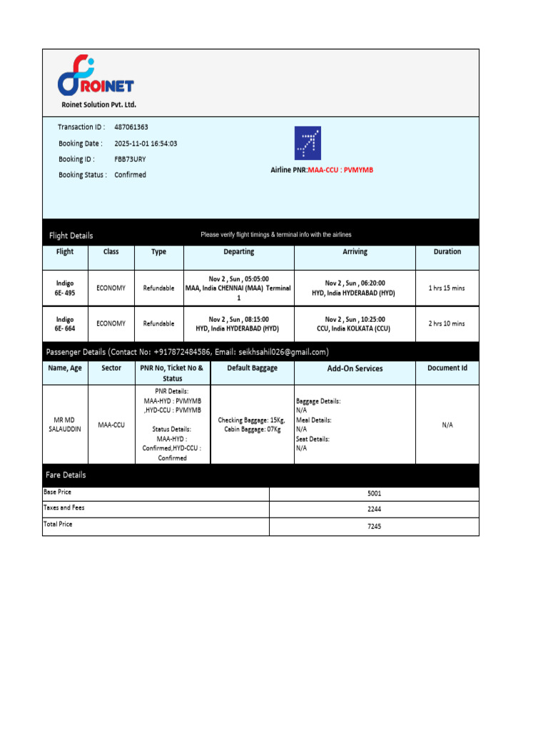AirTicket 20251101165421 | PDF | Civil Aviation | Airlines