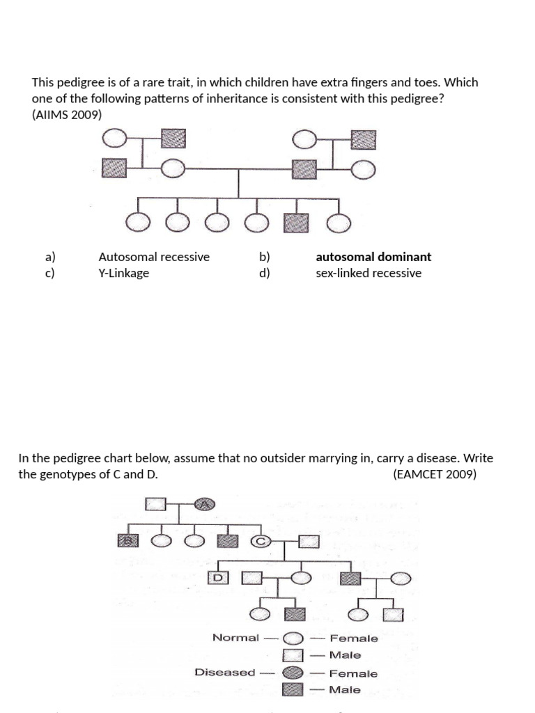 Pedigree Charts All | PDF | Genotype | Dominance (Genetics)
