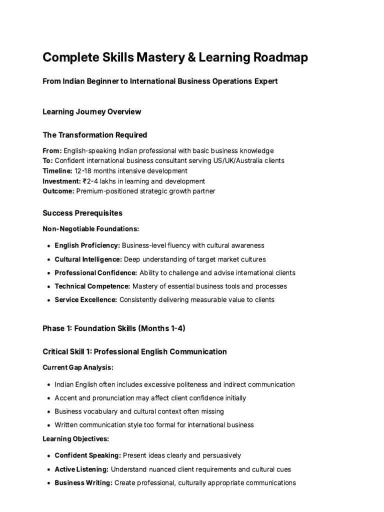 Skills Mastery Learning Roadmap 2 | PDF | Recruitment | Analytics