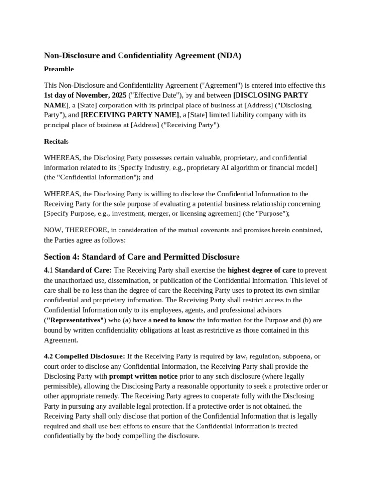 NDA for Confidential Information Sharing | PDF | Non Disclosure ...
