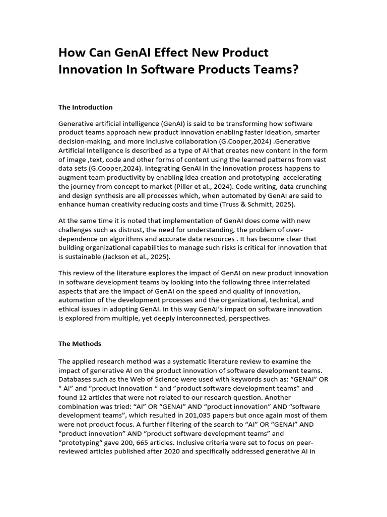How Can GenAI Effect New Product Innovation in Sof | PDF | Artificial ...
