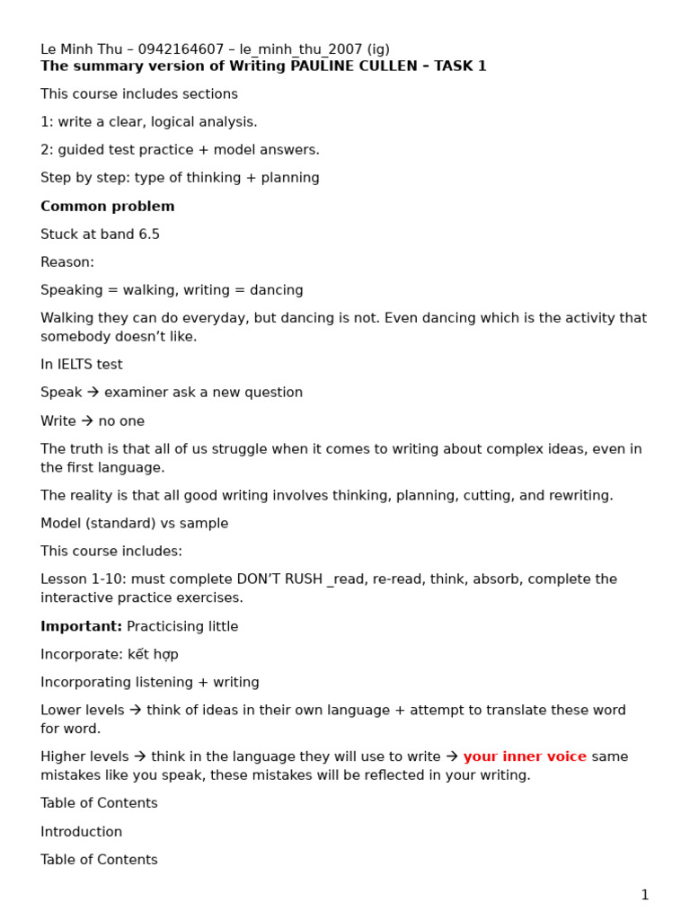 Writing Pauline Cullen | PDF | Behavior Modification | Psychological Concepts