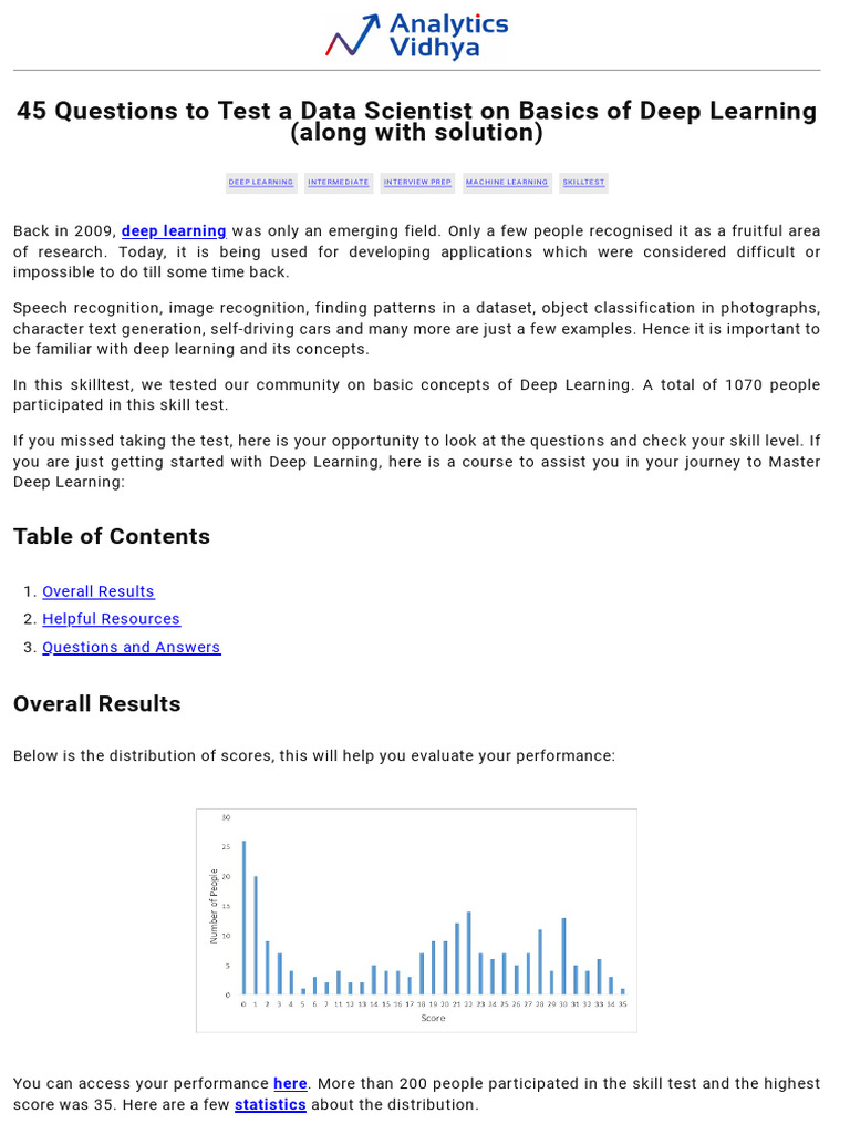 45 Questions To Test A Data Scientist On Basics of Deep Learning (Along ...