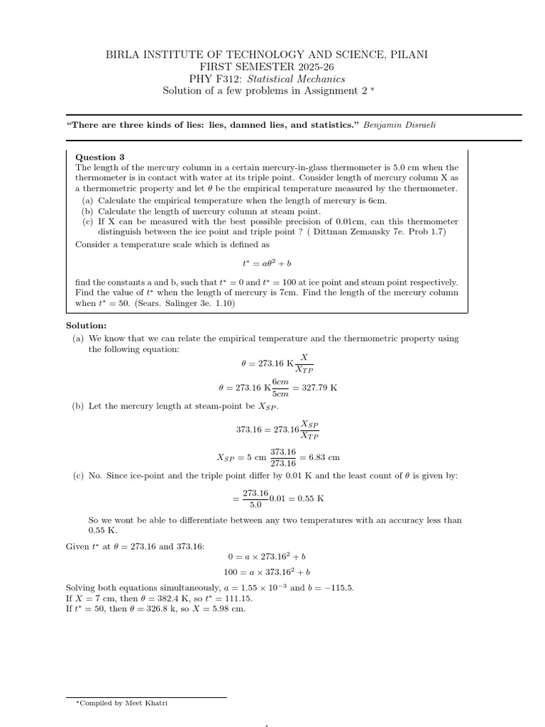 Solution WS2 | PDF | Thermodynamics | Continuum Mechanics