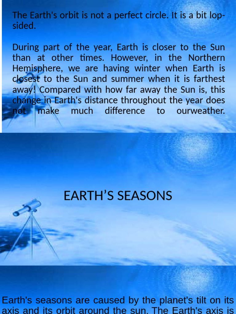 Earth's Seasons | PDF