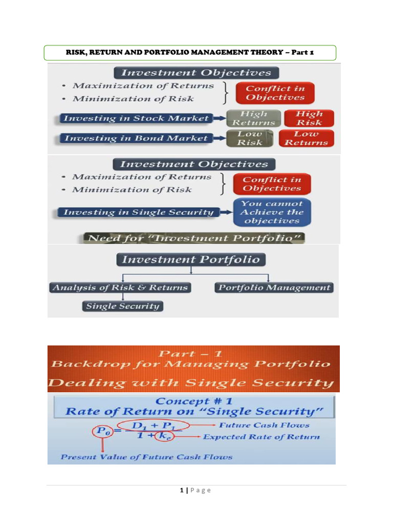 Risk, Return and Portfolio Management Theory - Part 1 | PDF | Standard ...