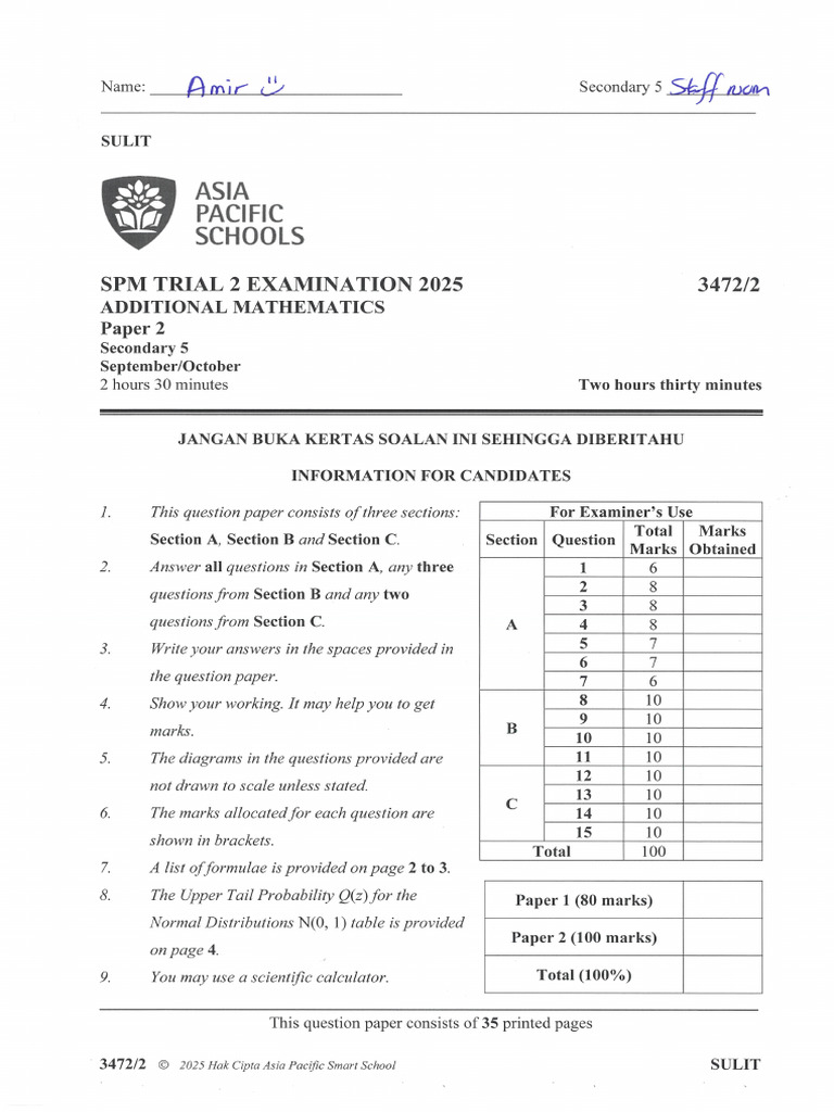 SPM Trial 2 Paper 2 Ans | PDF