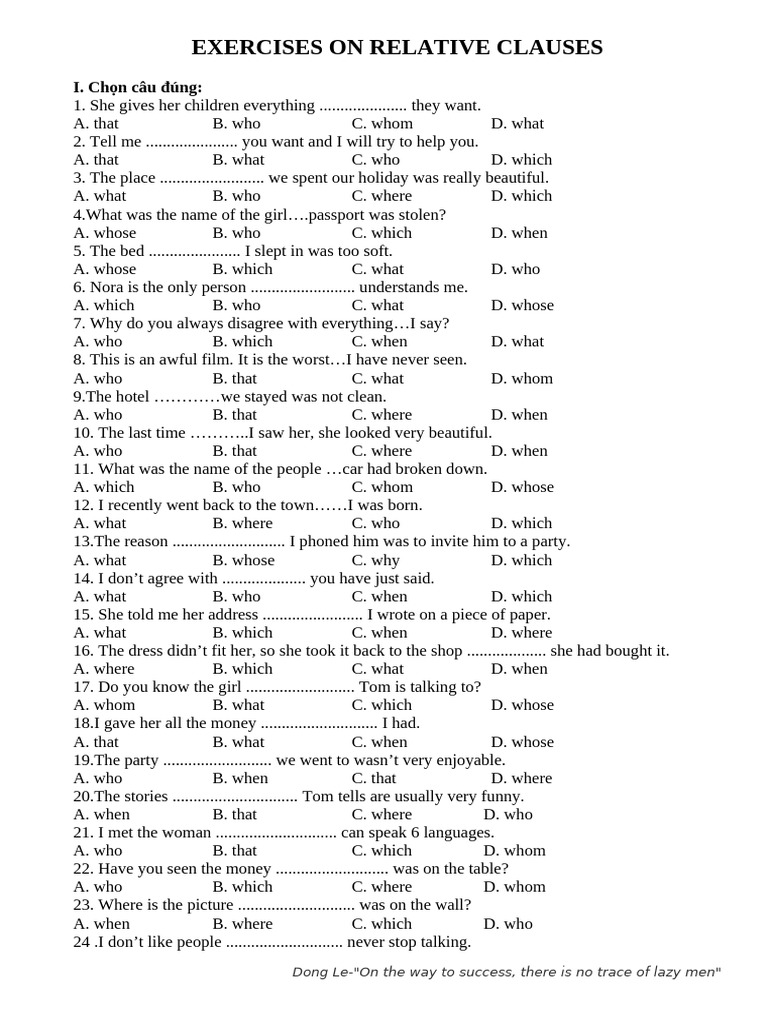 Relative Clauses Exercises Guide | PDF