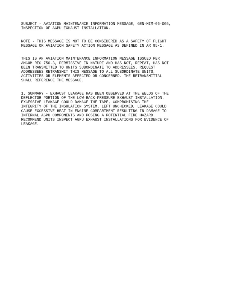 Gen-06-Mim-005 Inspection of Agpu Exhaust Installation | PDF ...