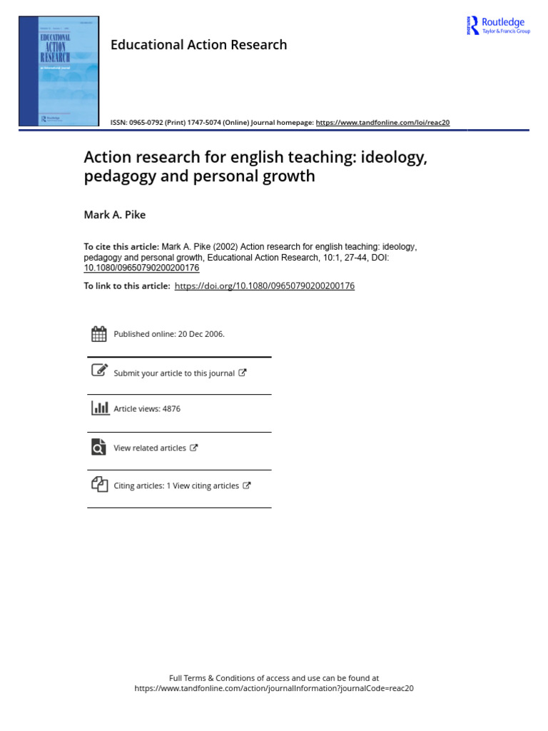 Action Research For English Teaching Ideology Pedagogy and Personal ...