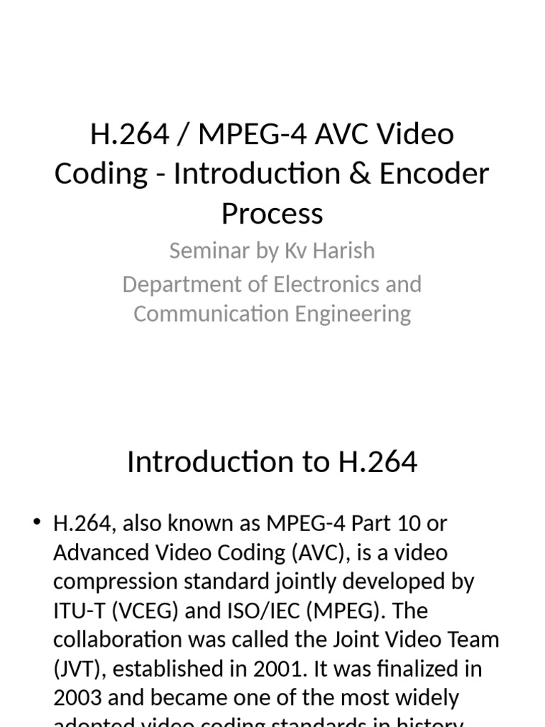 H264 Introduction Presentation | PDF | Data Compression | Encodings