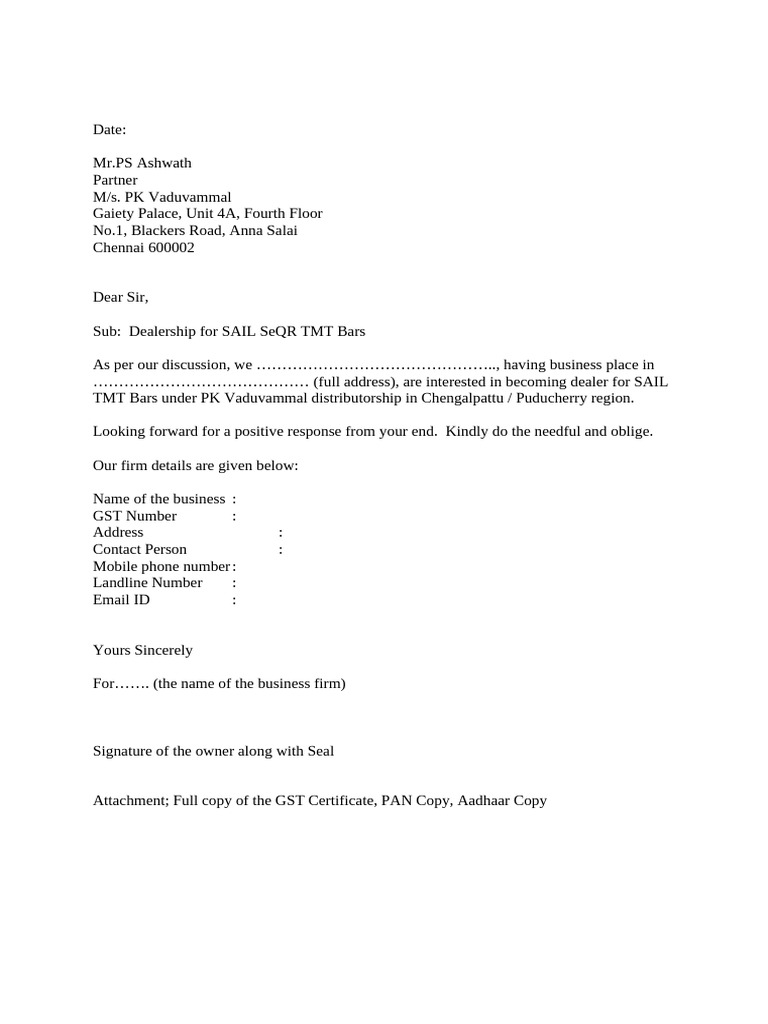 Dealership Application Form I Bandhan | PDF | Computing