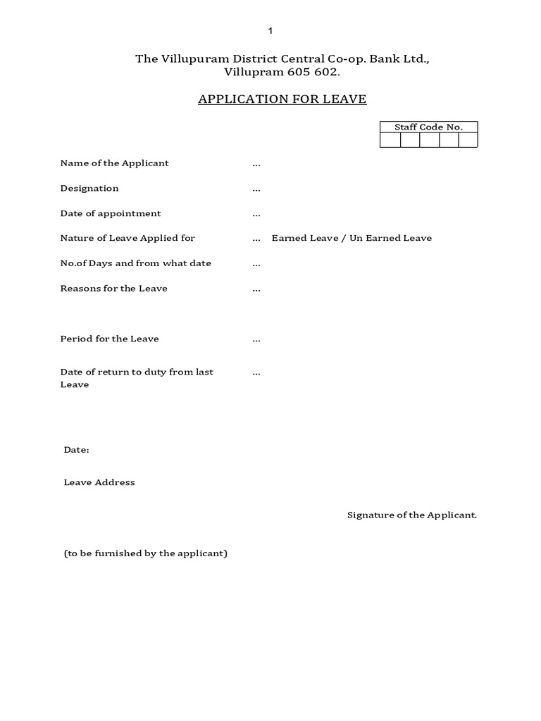 Earn Leave Form | PDF