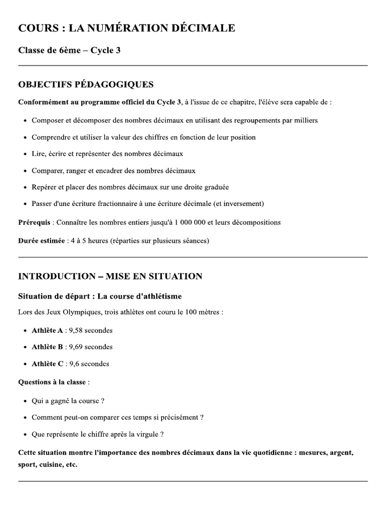 Chap1 Nombre Decimaux | PDF