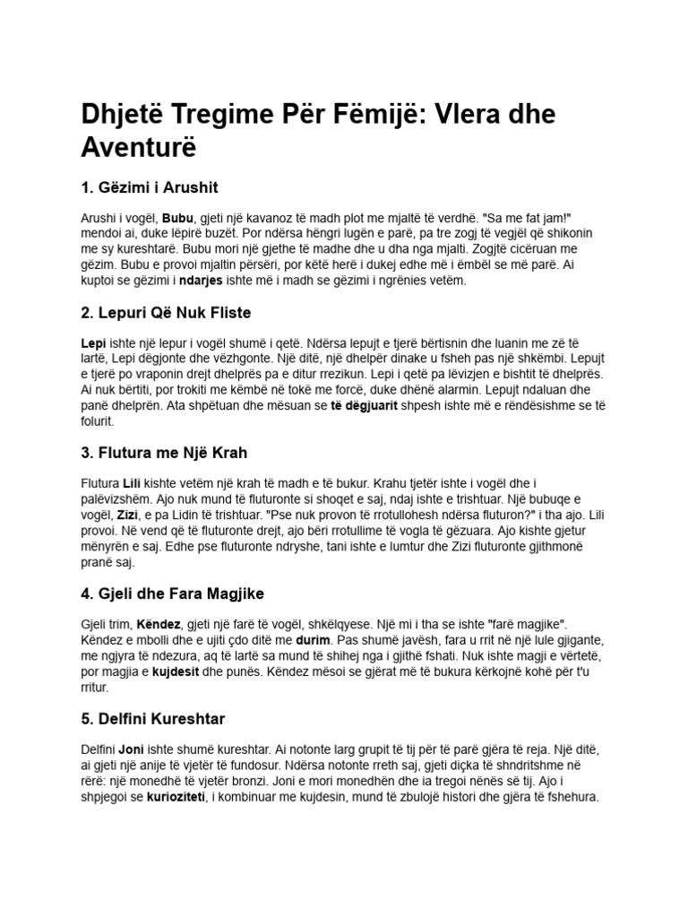 Dhjetë Tregime Për Fëmijë | PDF