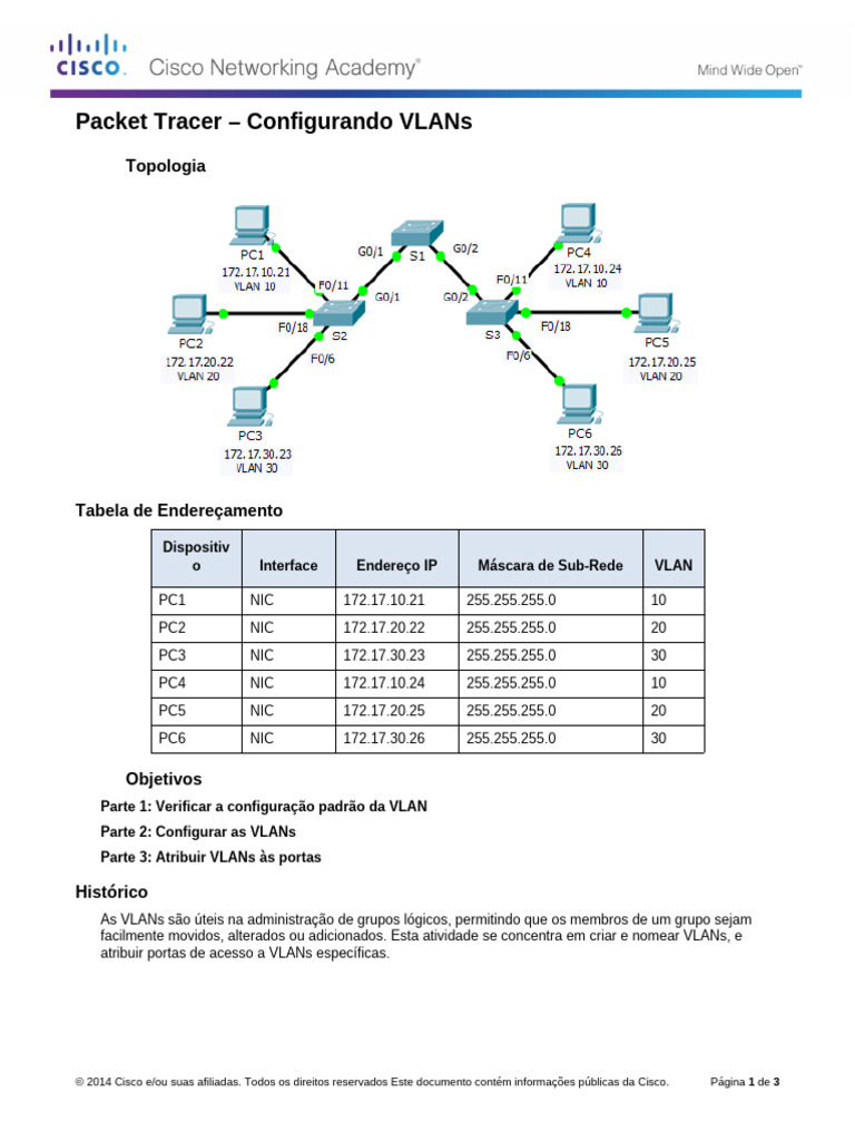 3.2.1.7 Packet Tracer - Configuring VLANs Instructions | PDF | Ethernet | Arquitetura de ...