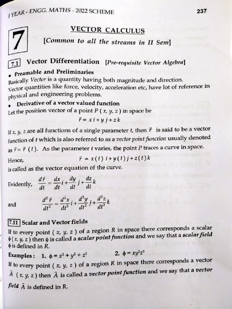 Vector Calculus 26-10-2025 | PDF | Vector Calculus | Euclidean Vector