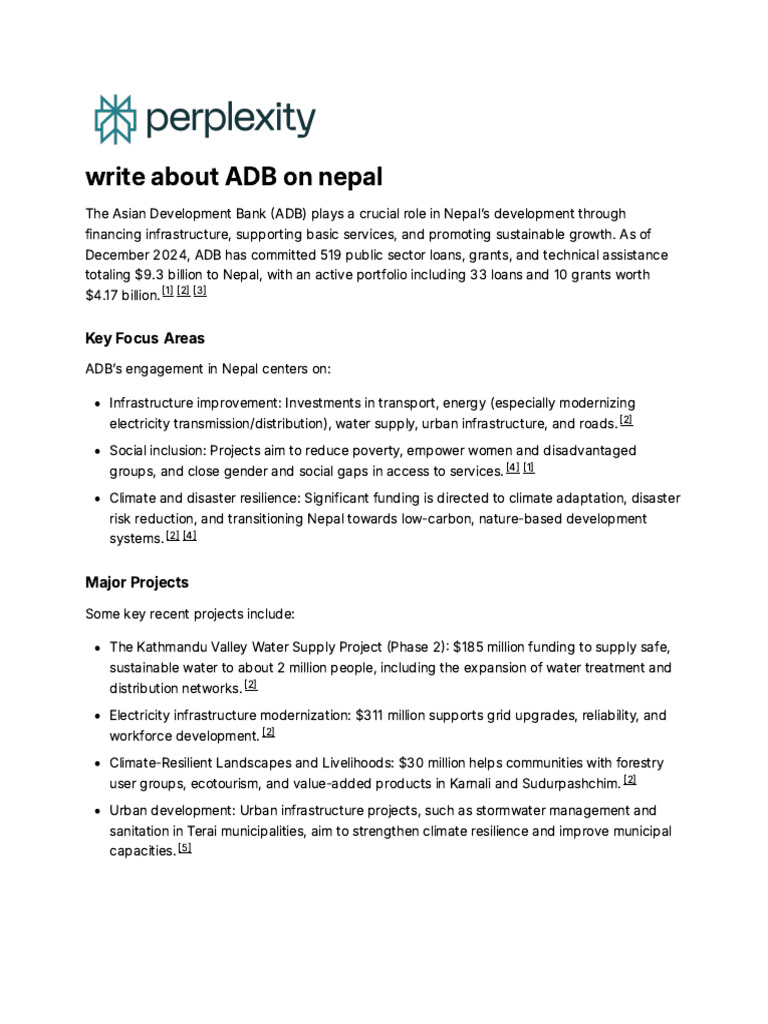 ADB's Impact on Nepal's Development | PDF | Infrastructure | Climate ...