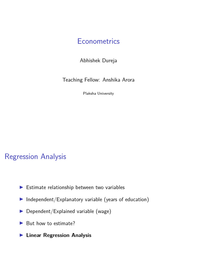 Lecture 2 - Regression Analysis | PDF | Linear Regression | Regression Analysis