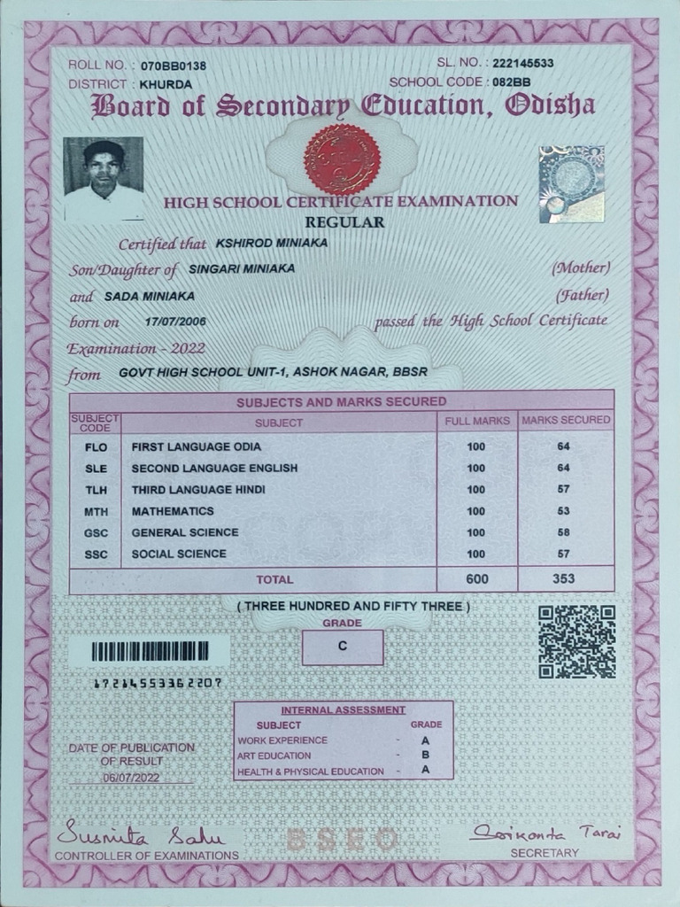 10th Certificate | PDF