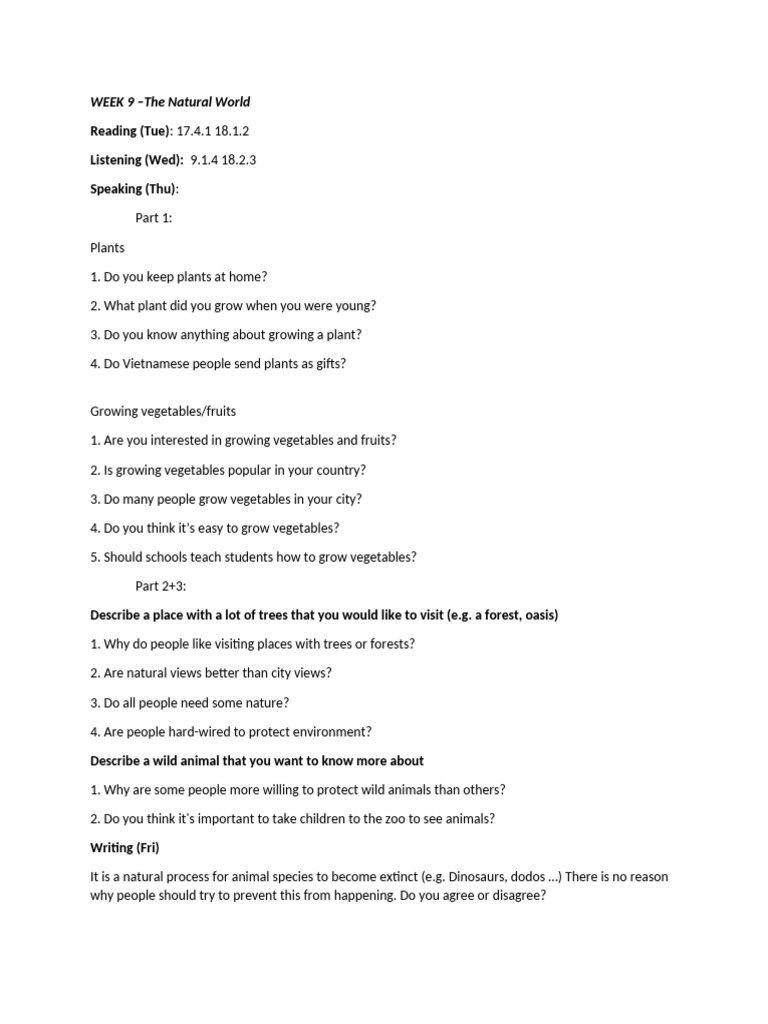 Week 9: Exploring Nature and Wildlife | PDF