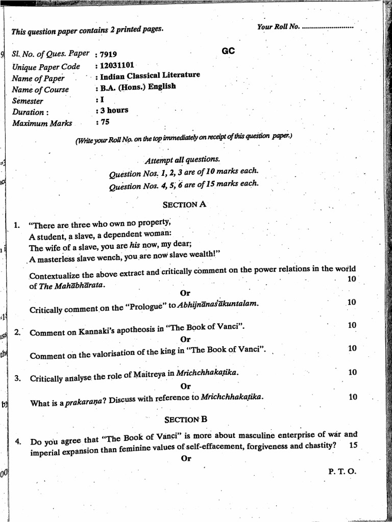 Indian Classical Literature | PDF