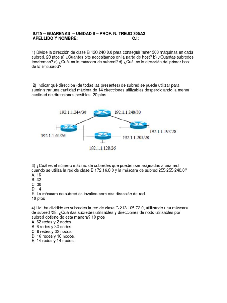 Ejercicios de Subnetting y Direcciones IP | PDF