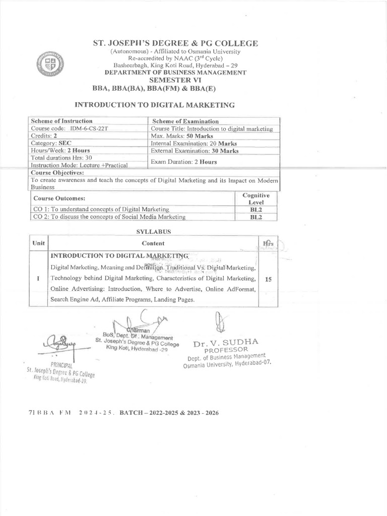 Bba FM III Yr Vi Sem Syllabus | PDF