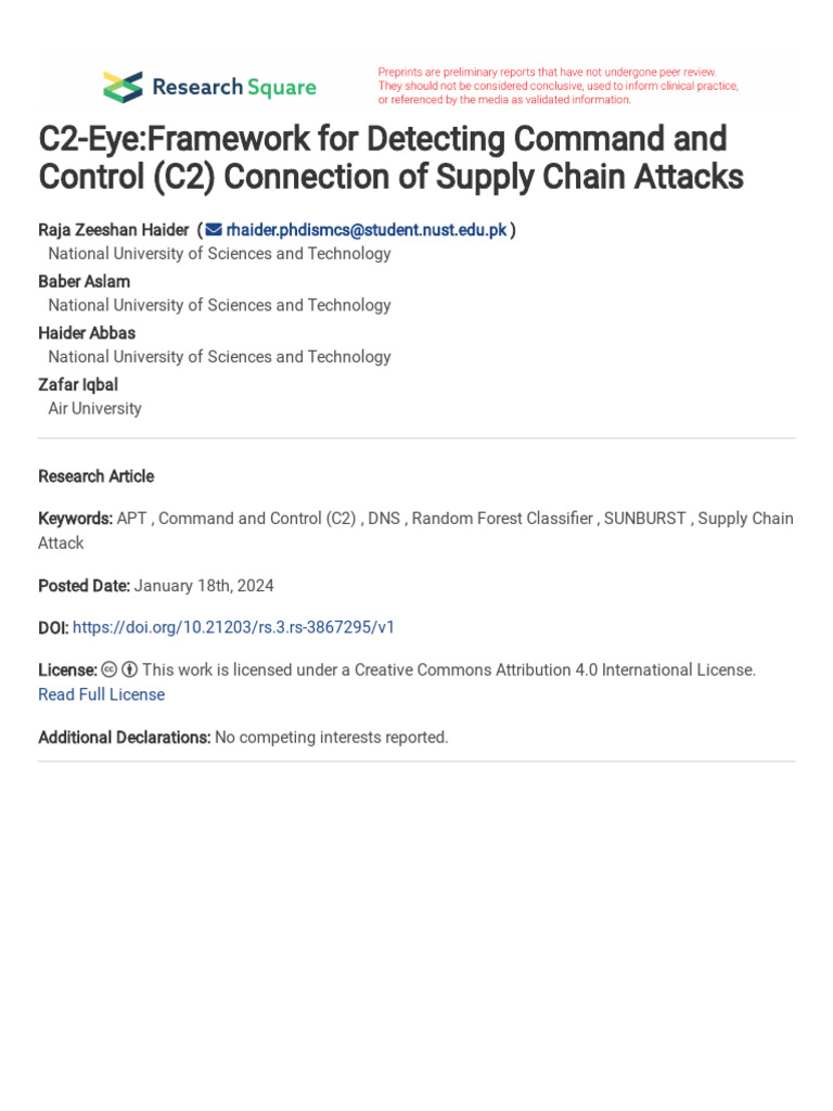 C2 EyeFramework For Detecting Command and Control C2 Connection of ...