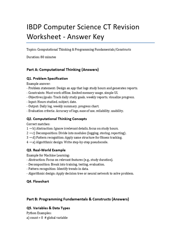 IBDP CS Revision Answer Key | PDF | Computer Programming | Usability