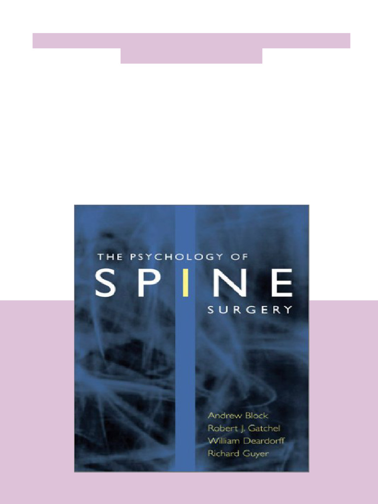 The Psychology of Spine Surgery 1st Edition Andrew R. Block All ...