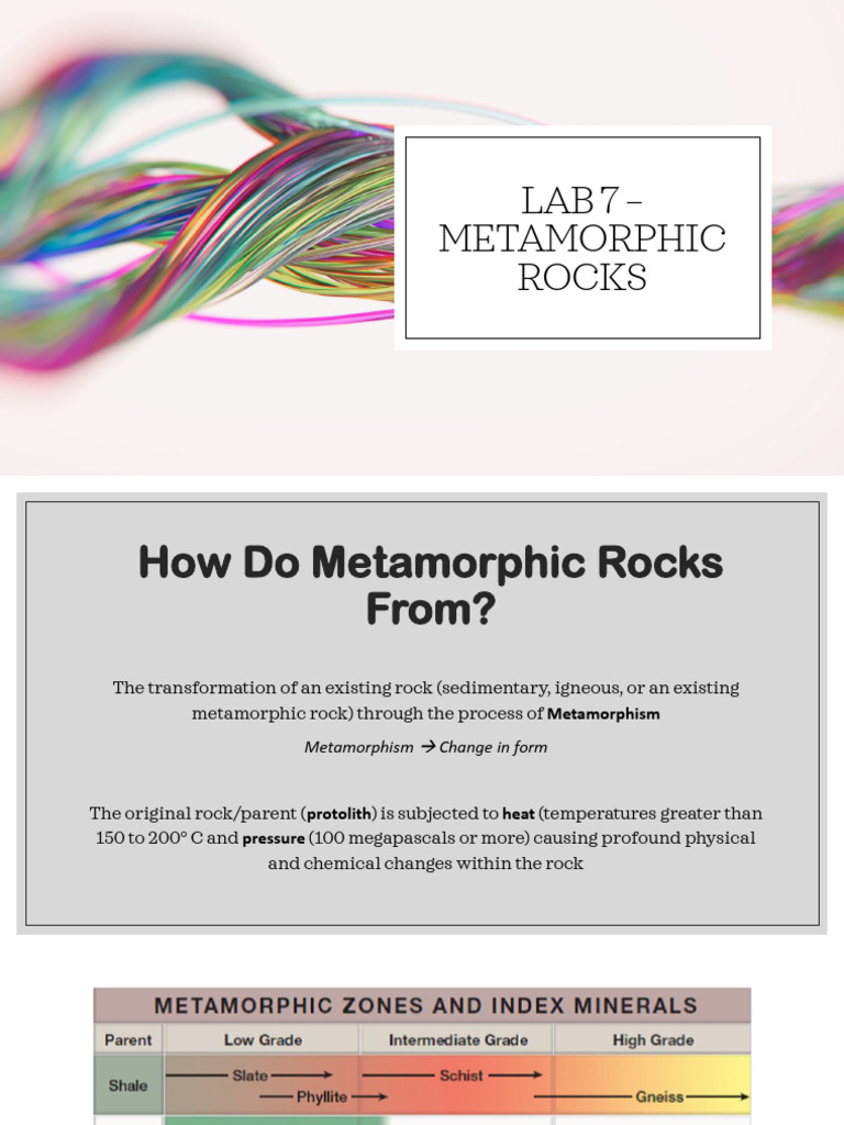 Metamorphic Rock Inquiry Activity 7.1 | PDF | Rock (Geology) | Slate