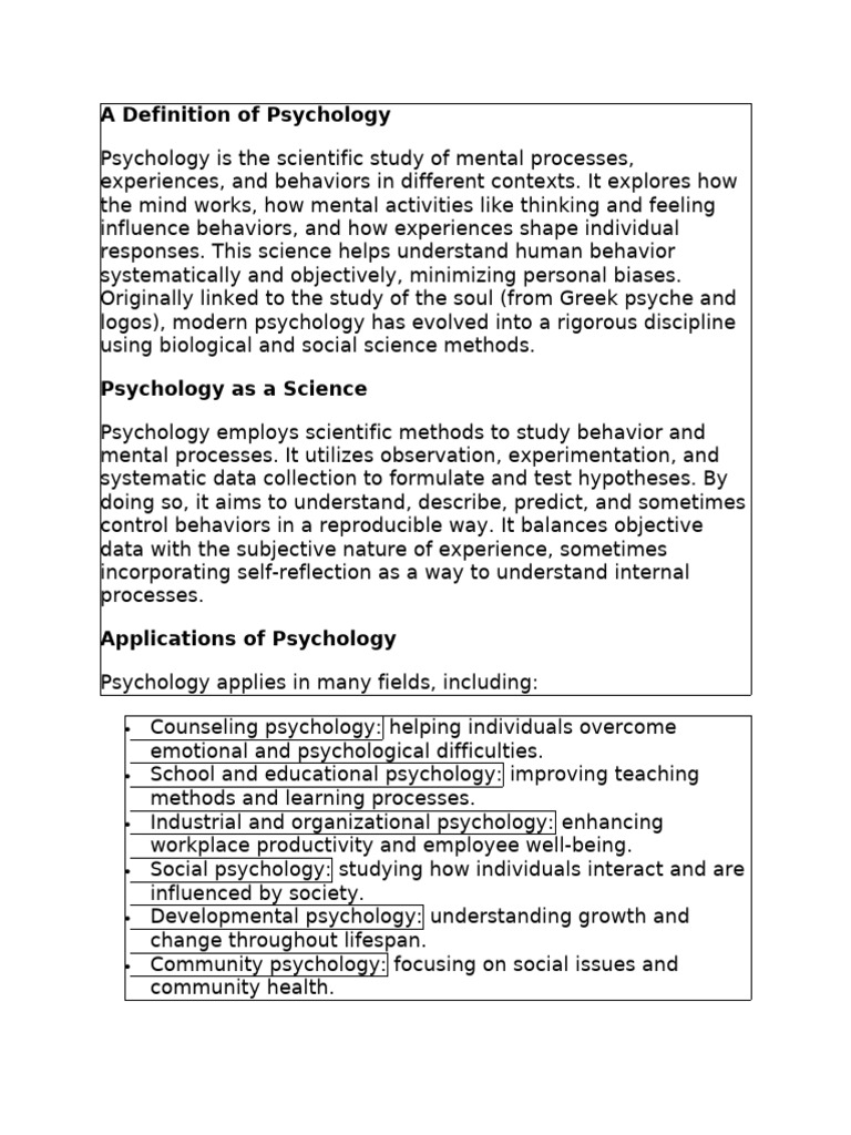 Understanding Psychology: Definition & Applications | PDF | Psychology ...