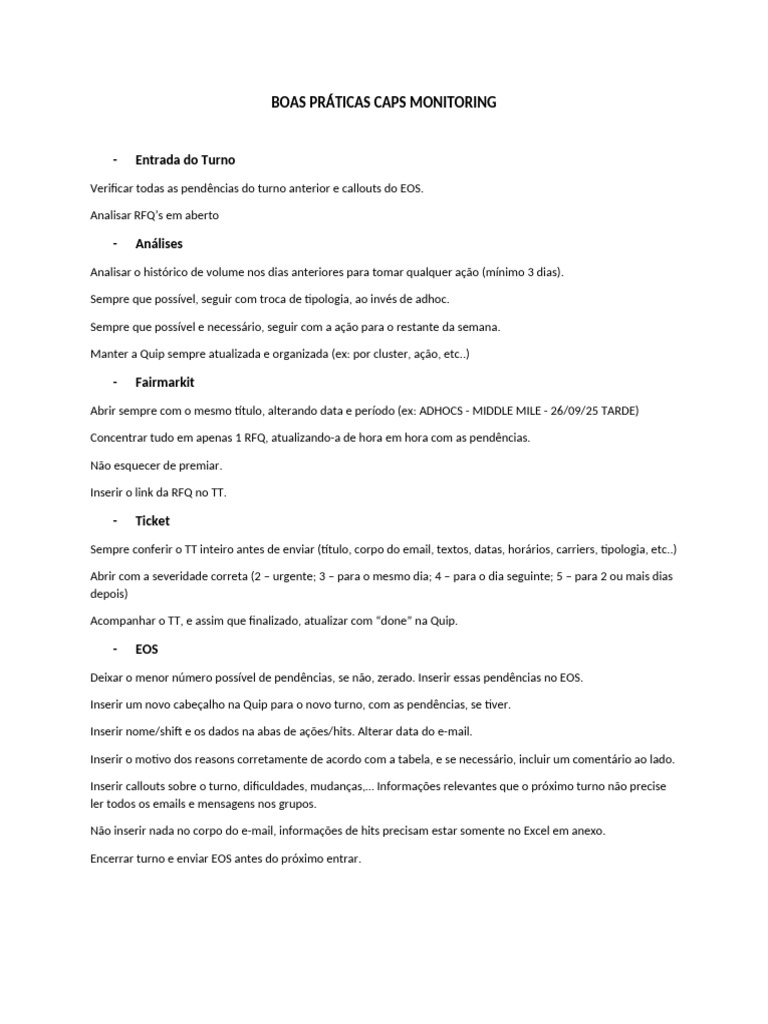 Boas Práticas para Caps Monitoring | PDF