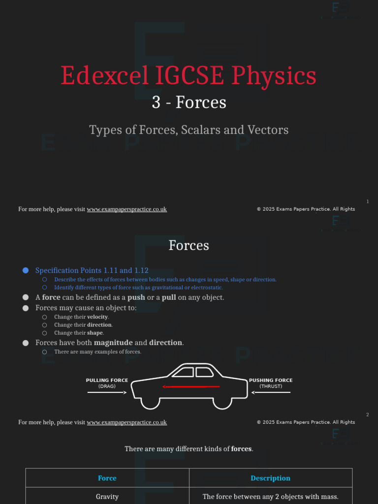 IGCSE Physics Lecture 3 Forces 1 | PDF | Force | Applied And Interdisciplinary Physics