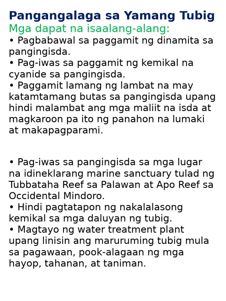 Pangangalaga Sa Yamang Tubig - Tarpapel | PDF