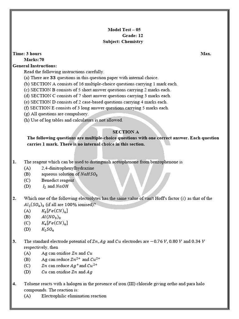6773e8c01f6ae766f41e26c5 - ## - Chemistry Model Paper 05 Questions ...