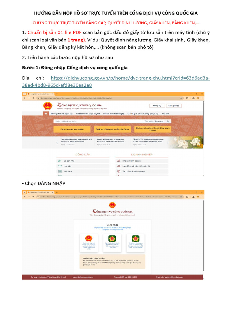 HƯỚNG DẪN NỘP HỒ SƠ DVC TRỰC TUYẾN | PDF