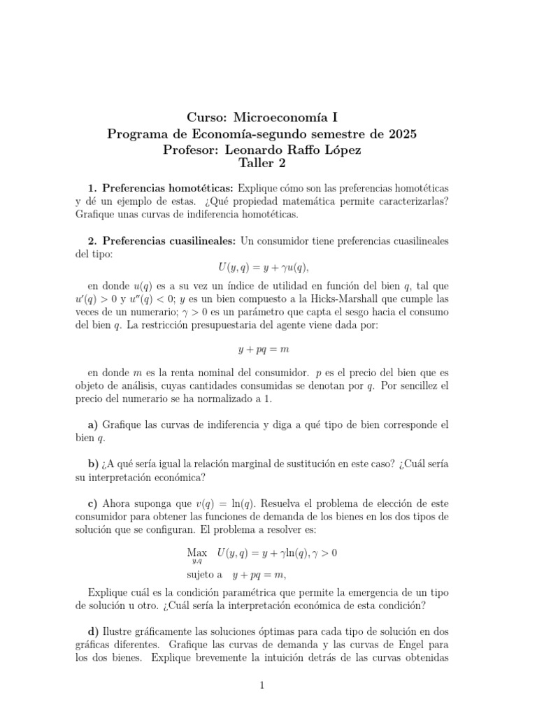 Tall2 II2025 MicroI | PDF | Curva de demanda | Economias