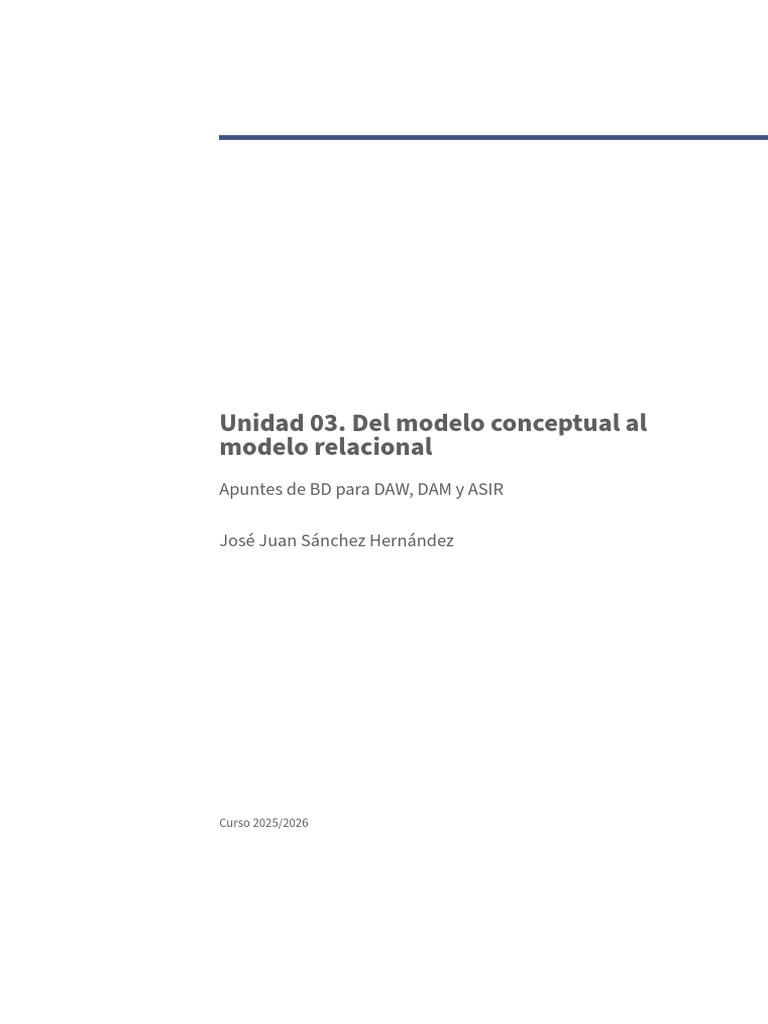 Unidad 03. Del Modelo Conceptual Al Modelo Relacional | PDF | Gestión de datos | Tecnologías de ...