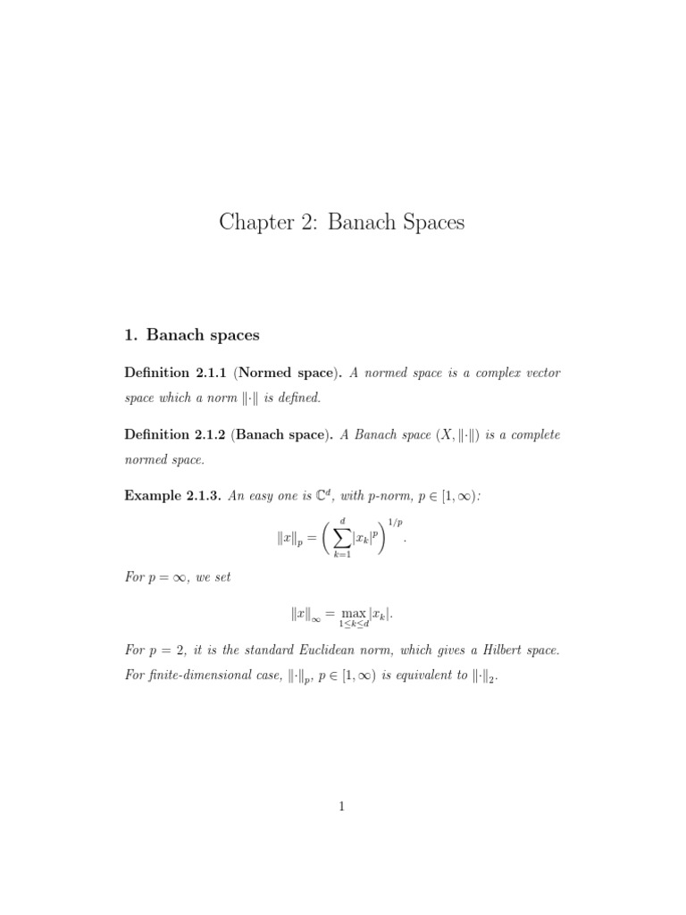 Understanding Banach Spaces and Norms | PDF | Banach Space | Norm ...