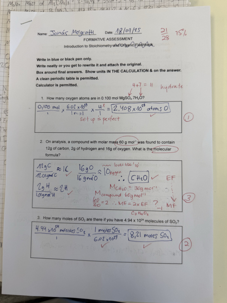 Chemistry Stoichiometry Formative Jonas Melgratti | PDF