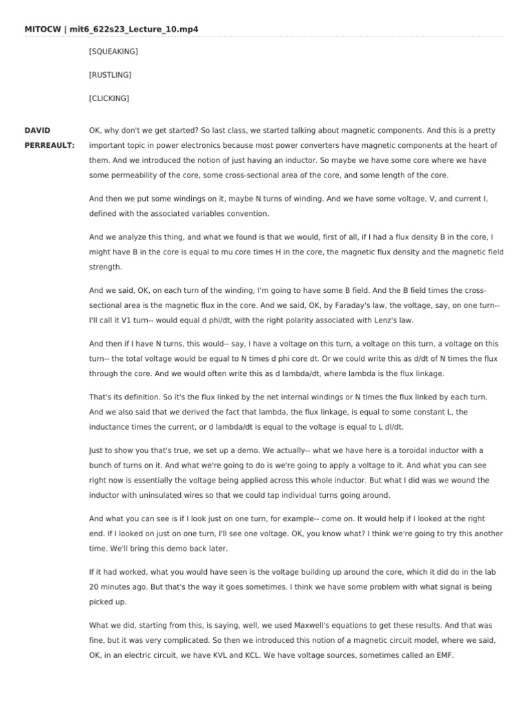 Mit6 622s23 Lecture 10 360p 16 9 | PDF | Inductance | Transformer