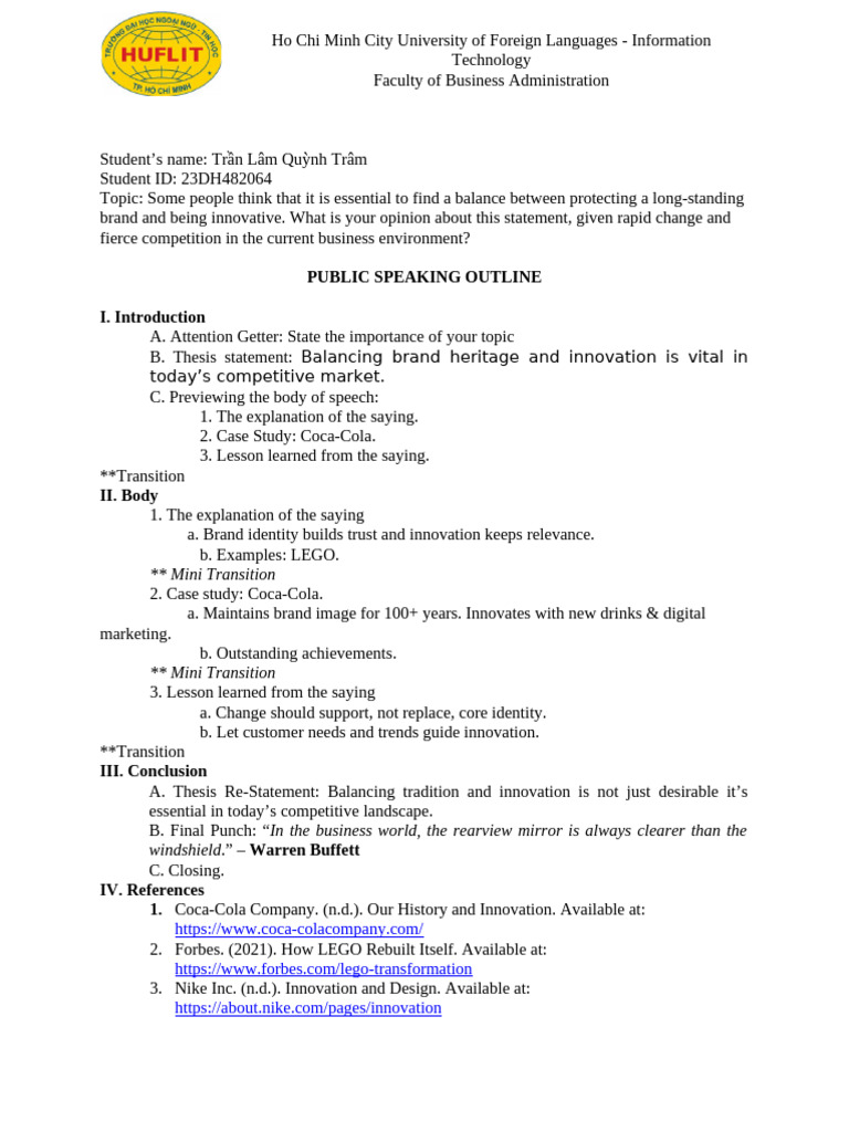 Outline Public Speaking CK | PDF