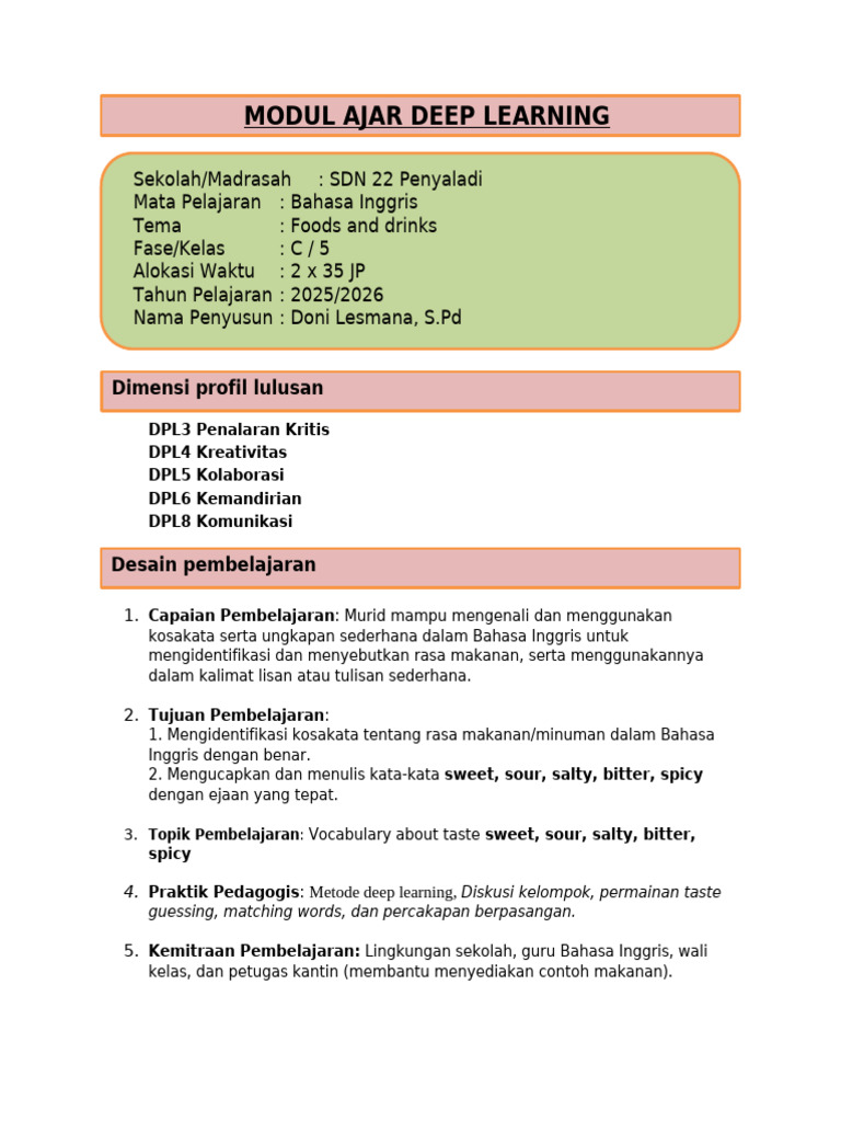 Modul Ajar Deep Learning Ediited Doni | PDF